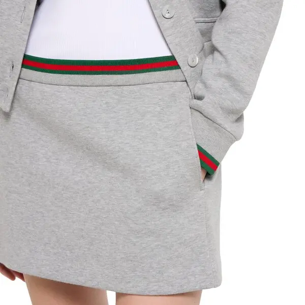 Gucci Cotton Jersey Skirt With Web - Grey