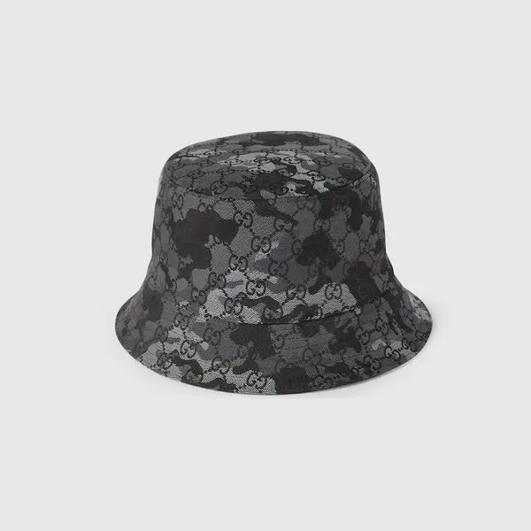Gucci Gg Marbled Canvas Bucket Hat - Black