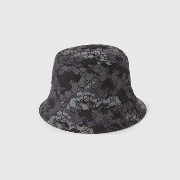 Gucci Gg Marbled Canvas Bucket Hat - Black
