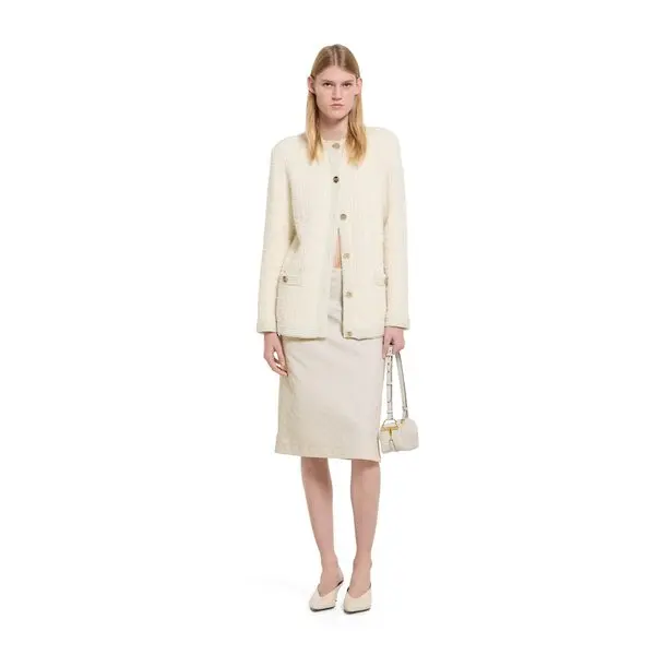Gucci Wool Lamé Bouclé Cardigan - Beige