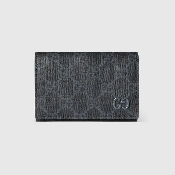 Gucci Grey Interior Gg Card Case - Black