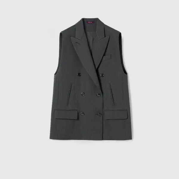 Gucci Wool Vest With Web Insert - Black