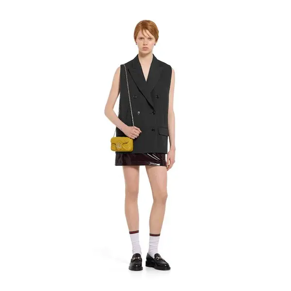 Gucci Wool Vest With Web Insert - Black