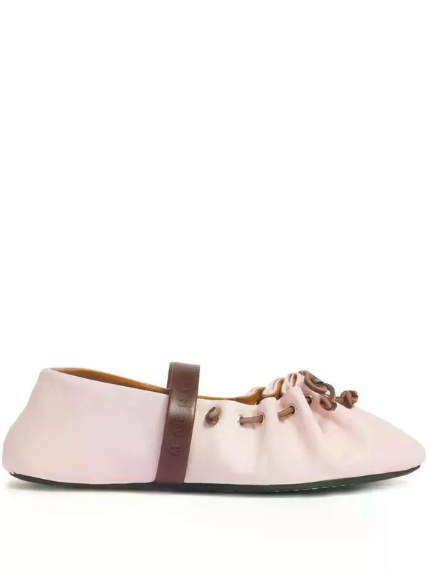 Marni Strap Leather Ballet Flats - Pink