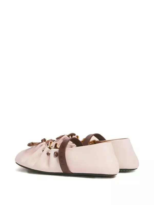 Marni Strap Leather Ballet Flats - Pink