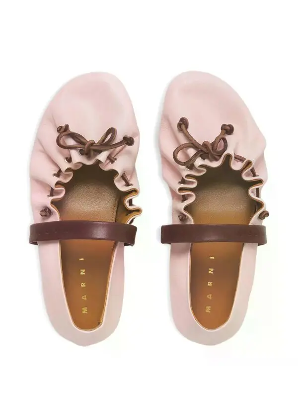 Marni Strap Leather Ballet Flats - Pink