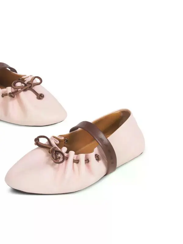 Marni Strap Leather Ballet Flats - Pink