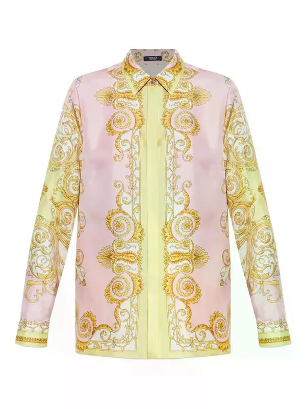 Versace Barocco-print Silk Shirt - Pink