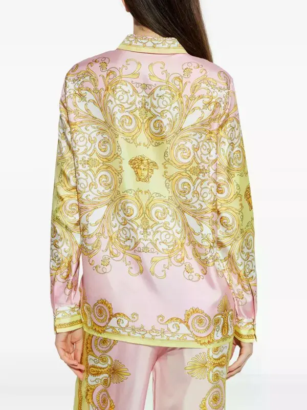 Versace Barocco-print Silk Shirt - Pink
