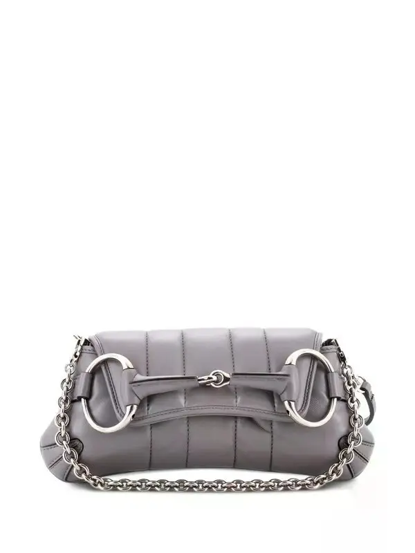 Gucci Horsebit Chain Vertical Quilted Leather Small Shoulder Bag - Grey