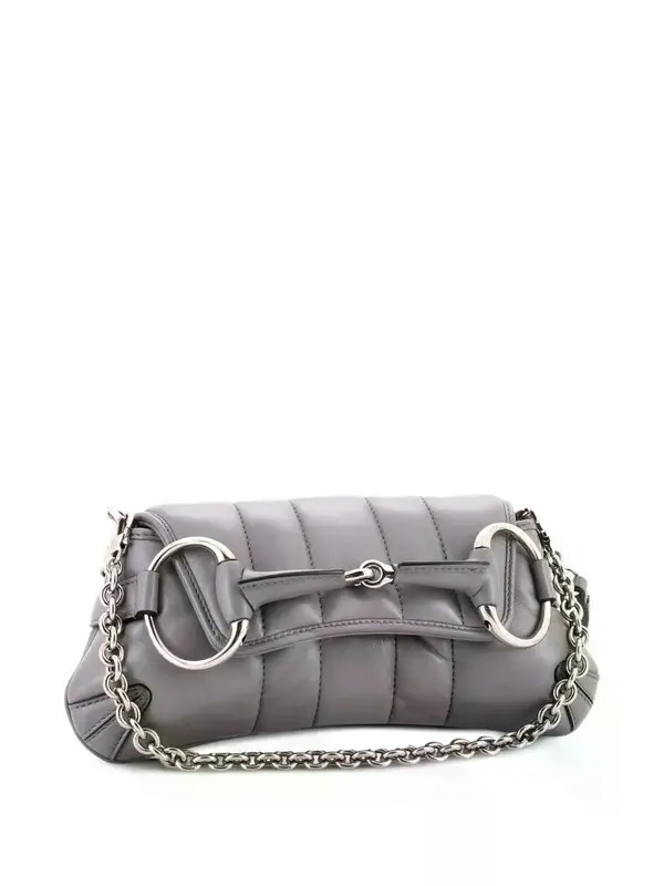 Gucci Horsebit Chain Vertical Quilted Leather Small Shoulder Bag - Grey