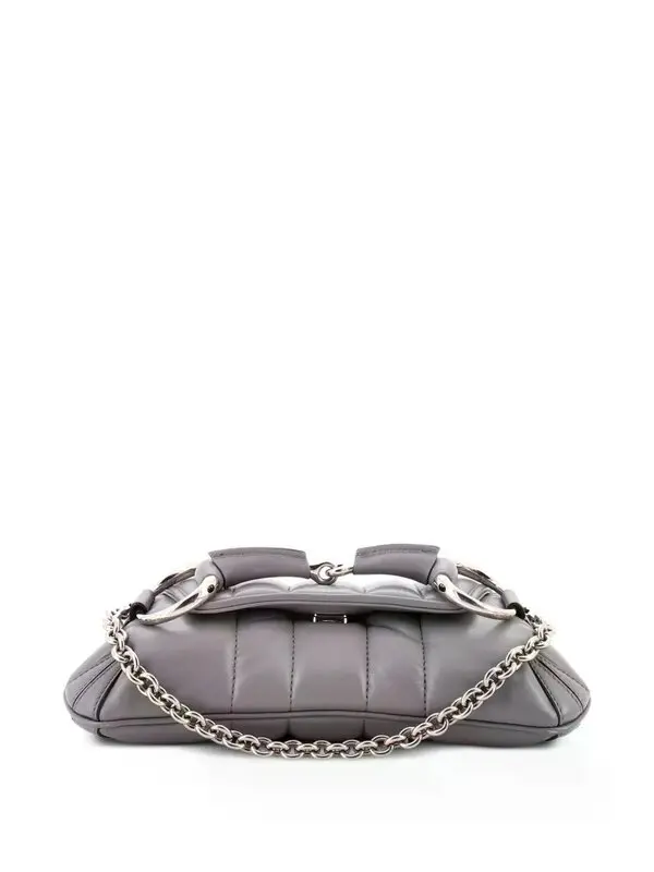 Gucci Horsebit Chain Vertical Quilted Leather Small Shoulder Bag - Grey