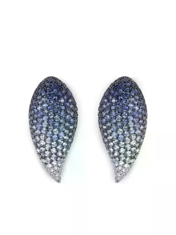 RUCHI NEW YORK Sapphire Leaf Stud Earrings - Blue