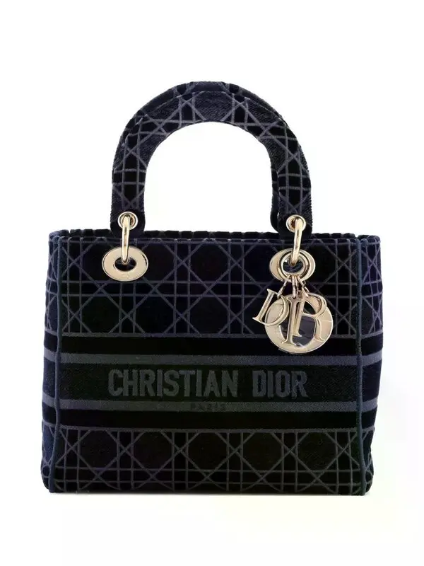 Dior Lady D-lite Cannage Embroidered Velvet Medium Tote Bag