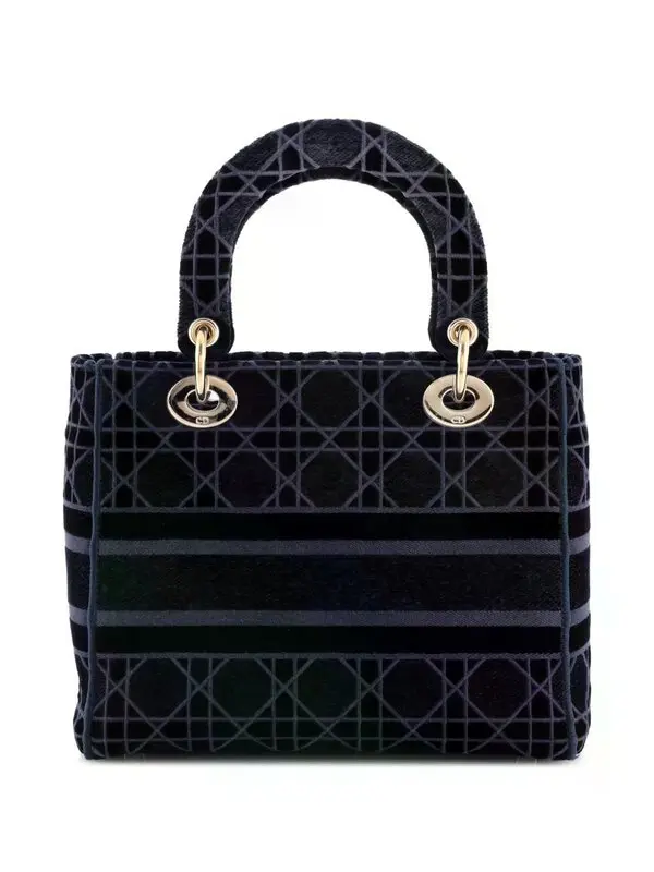 Dior Lady D-lite Cannage Embroidered Velvet Medium Tote Bag
