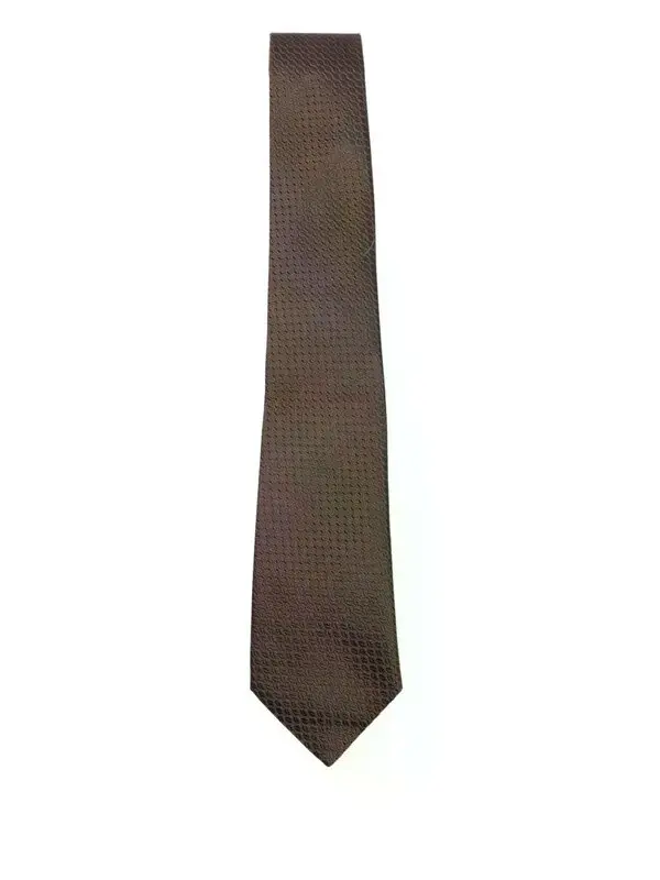 Canali Textured Silk Neck Tie - Brown