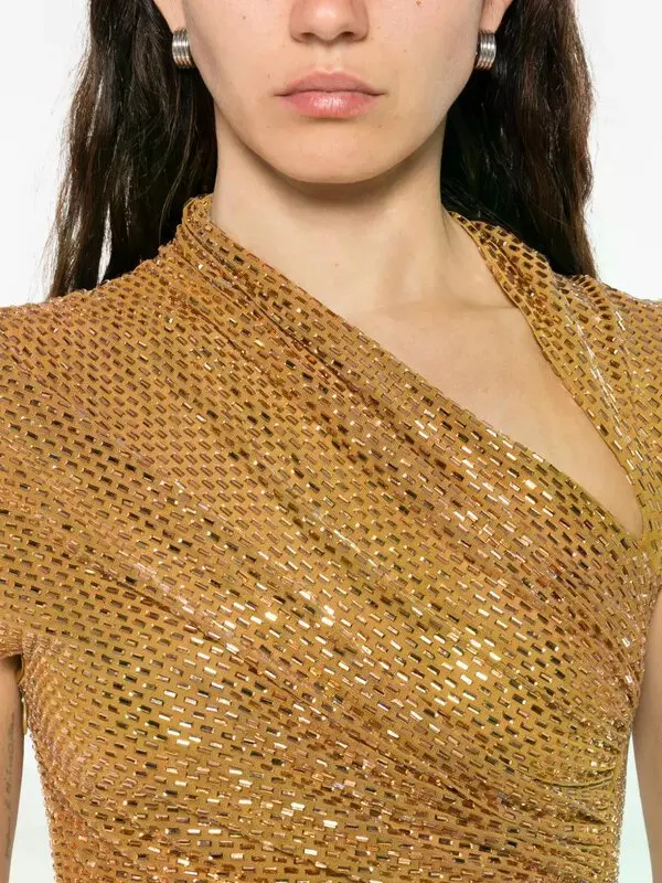 Self-Portrait Rhinestone-Embellished Midi Dress - Gold | Editorialist
