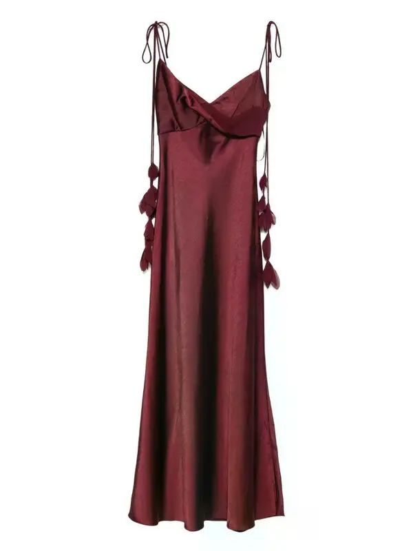 fitted lace wedding dress Stolen Stores Cult Mia x Stolen Stores Classic Maxi Slip Dress in Burgundy