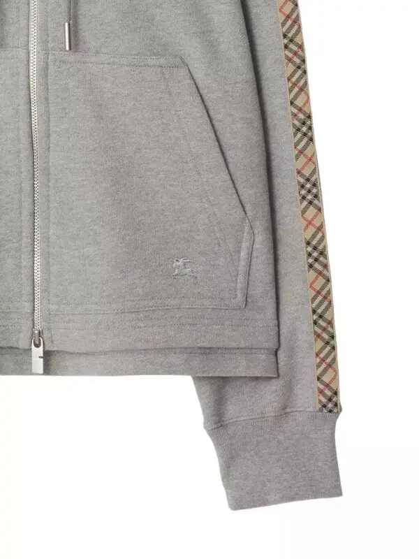 Burberry Check Trim Cotton Zip Hoodie