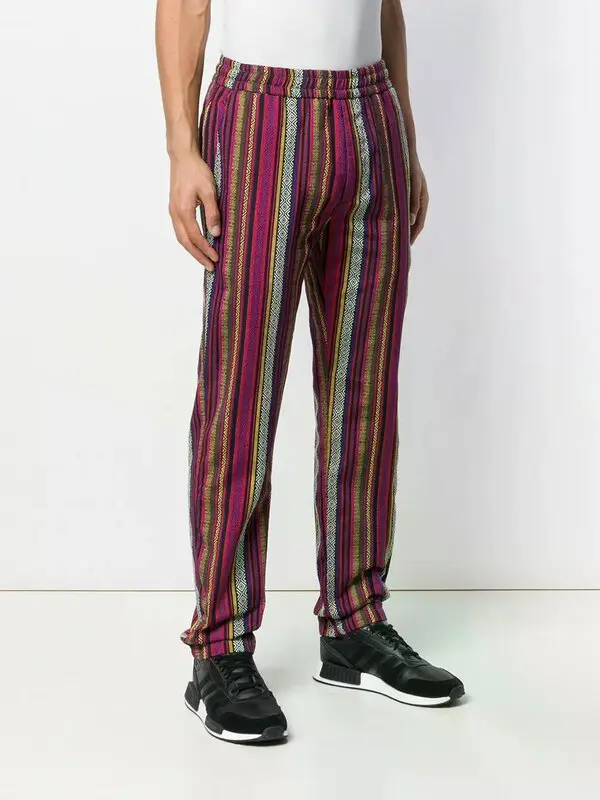 PAURA Striped Straight-leg Trousers - Black