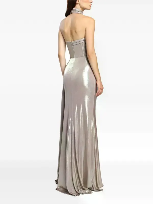 CRISTALLINI Angelina Draped Strapless Dress - Silver