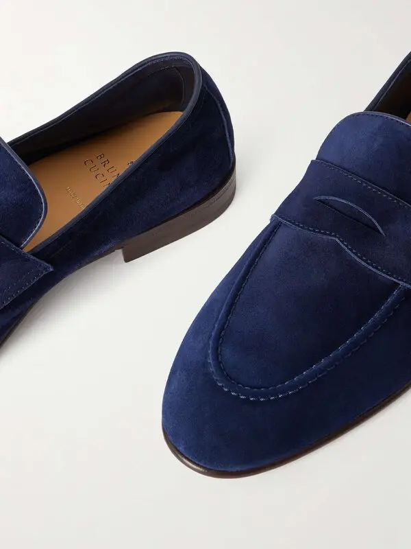 Brunello Cucinelli Suede Penny Loafers