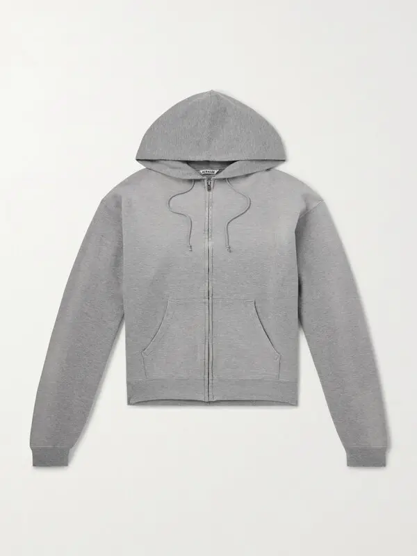 Auralee Dyed Pima Cotton Zip-up Hoodie - Gray