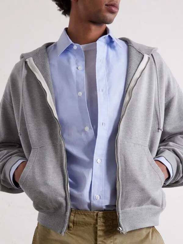 Auralee Dyed Pima Cotton Zip-up Hoodie - Gray