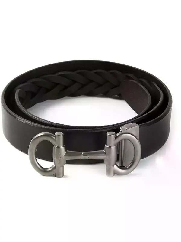 FERRAGAMO Weave Detail Belt - Black