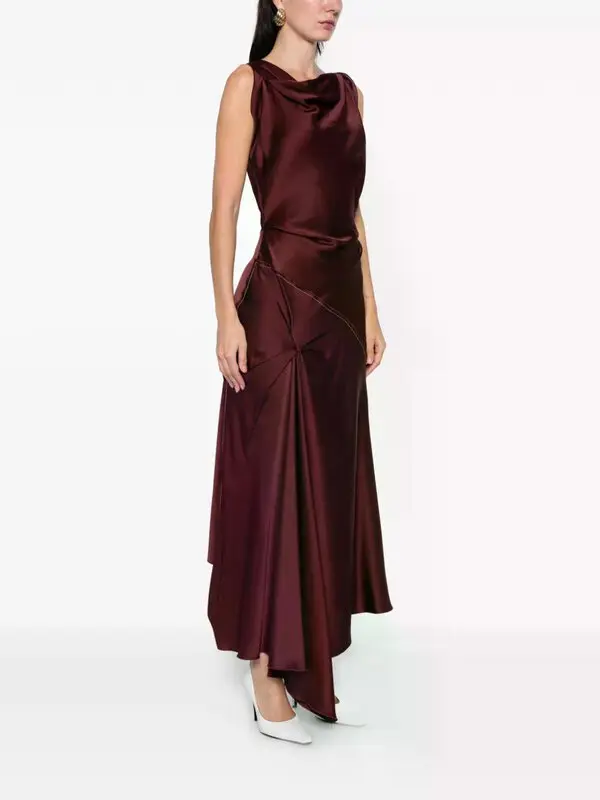 Victoria Beckham Posy Draped Midi Dress - Red