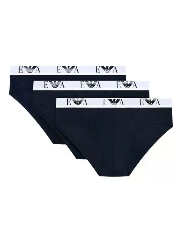 Emporio Armani Elasticated-waistband Logo-detailed Briefs - Blue