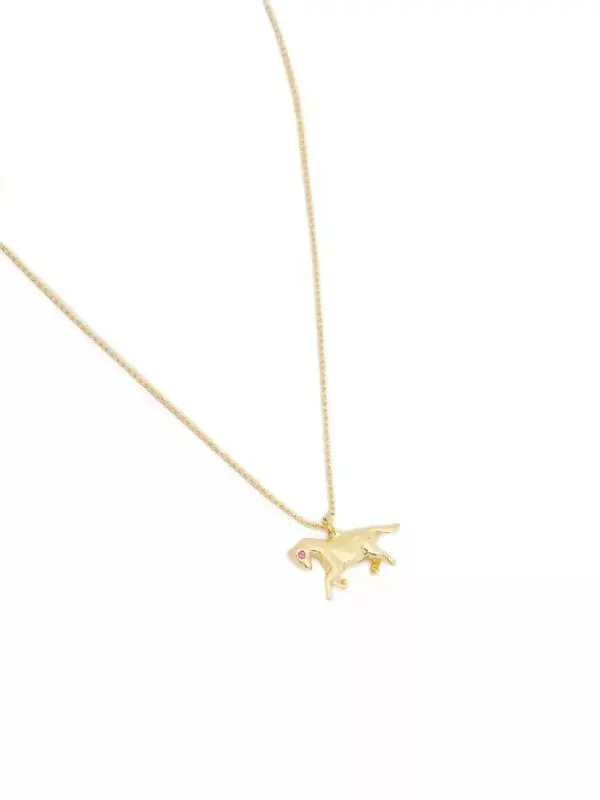 Marni 24k -plated Horse Charm Necklace With Rhinestone Eye - Gold