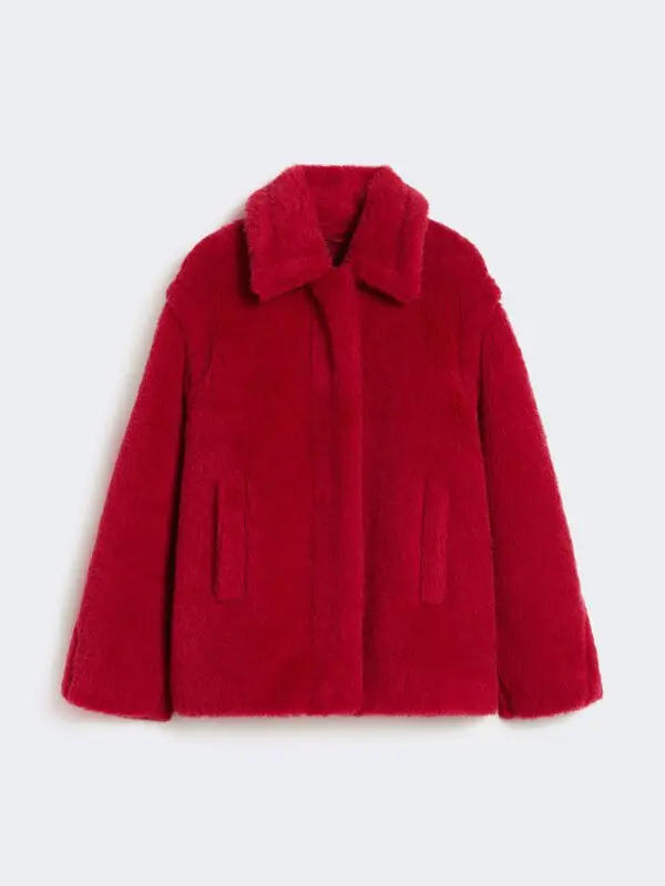 Max Mara Cropped Teddy Coat - Red