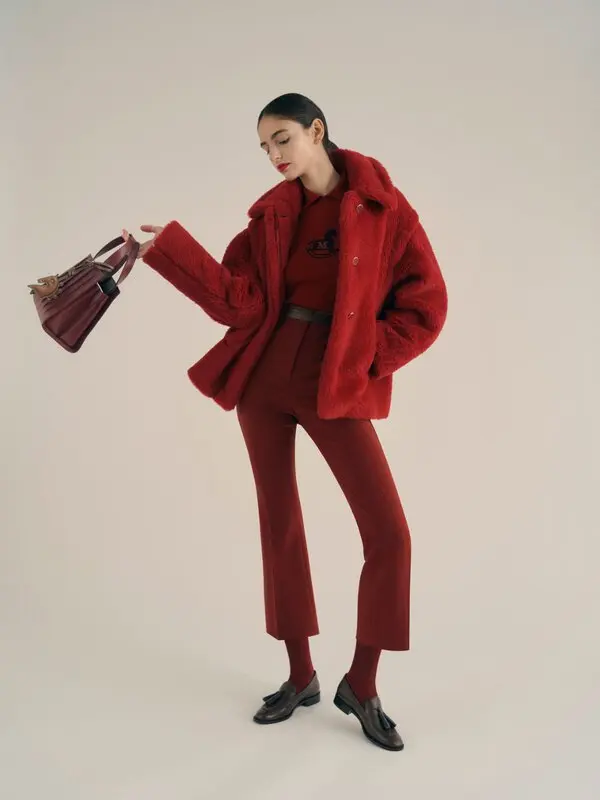 Max Mara Cropped Teddy Coat - Red