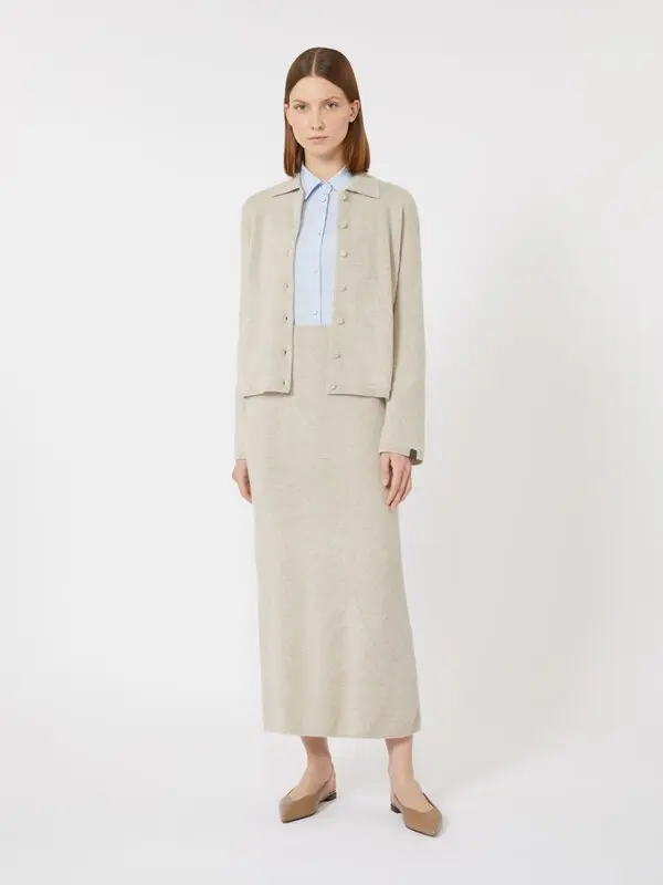 Max Mara Argyle Cashmere Yarn Skirt - Beige