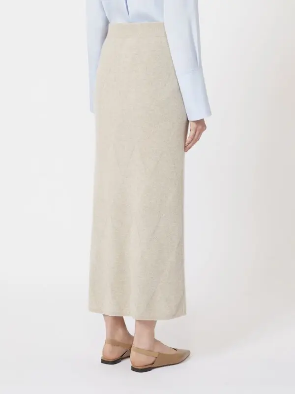 Max Mara Argyle Cashmere Yarn Skirt - Beige