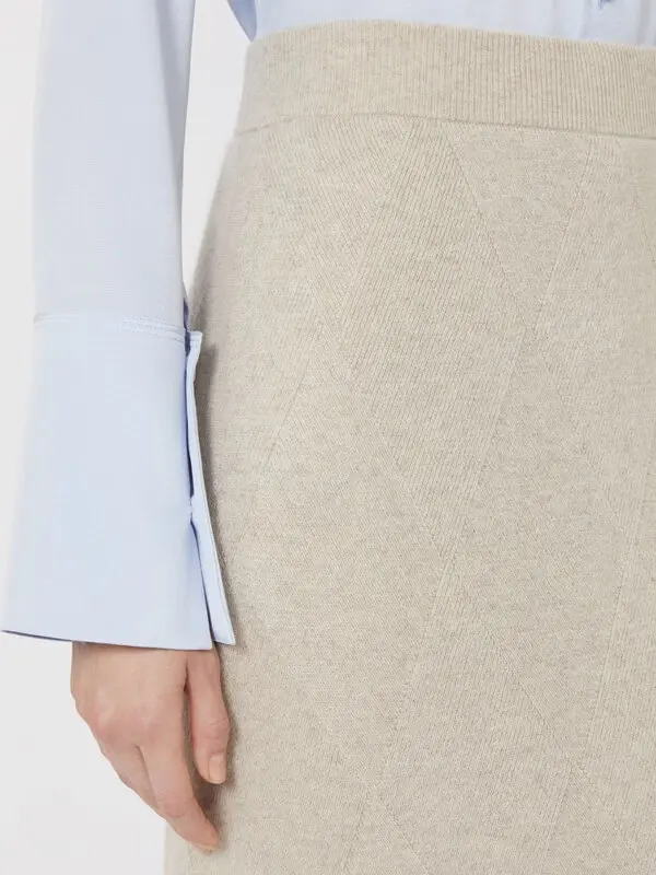 Max Mara Argyle Cashmere Yarn Skirt - Beige
