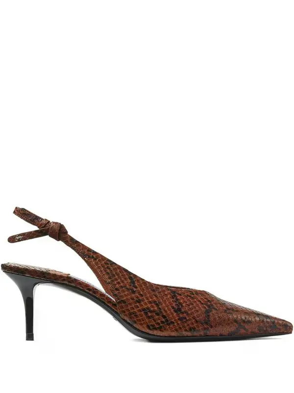 JIMMY CHOO 60mm Camie Snakeskin-effect Slingback Pumps - Brown