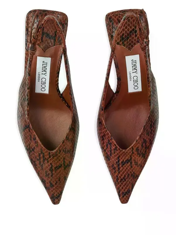 JIMMY CHOO 60mm Camie Snakeskin-effect Slingback Pumps - Brown