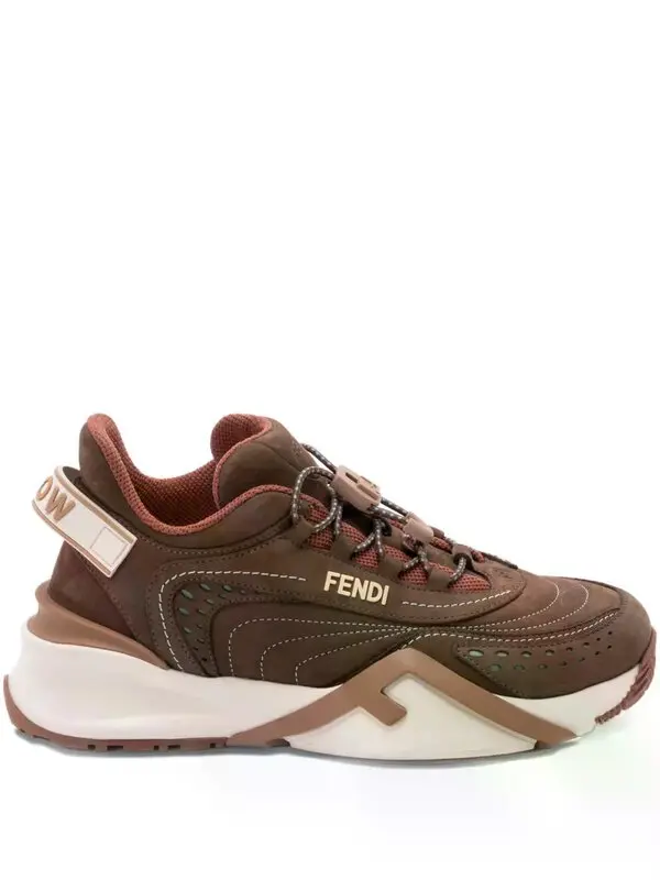 Fendi Flow Leather Sneakers - Brown