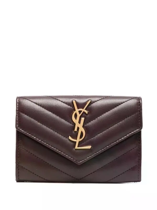 Saint Laurent Chevron Logo Wallet - Red