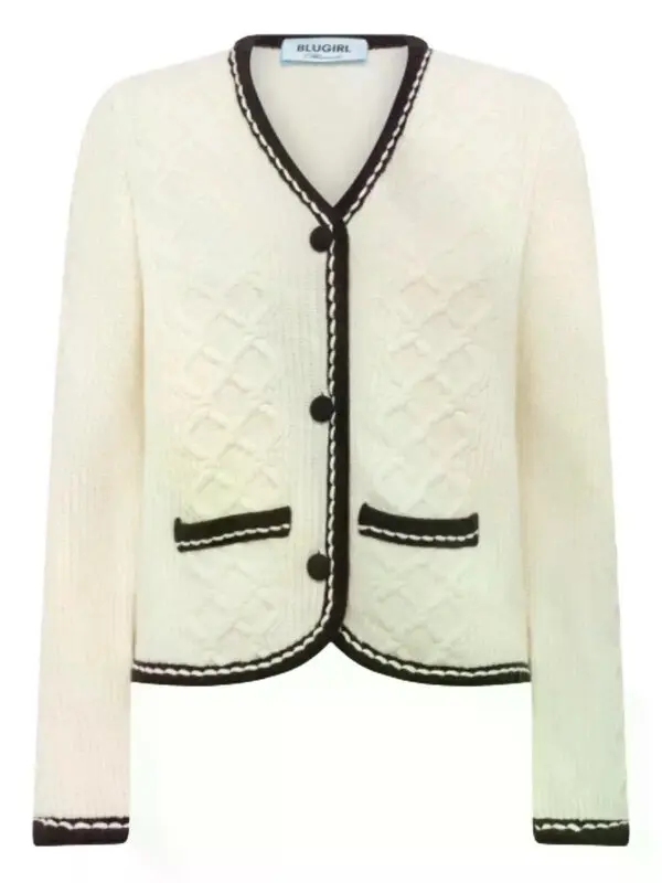 BLUGIRL Cable-knit Trimmed Cardigan - Neutrals