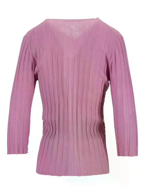 LA ROSE Ribbed V-neck Top