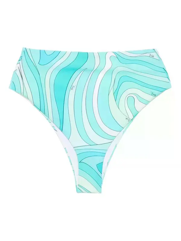 Emilio Pucci Marmo High-waist Bikini Bottom - Blue