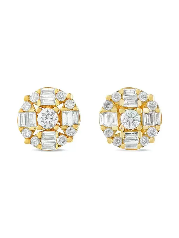 LB EXCLUSIVE 14k Yellow Diamond Cluster Stud Earring - Gold