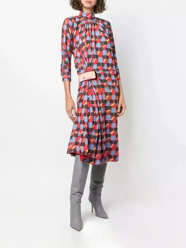 Prada 1990s Geometric-print Midi Dress