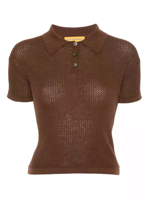Guest In Residence Shrunken Knitted Polo Top