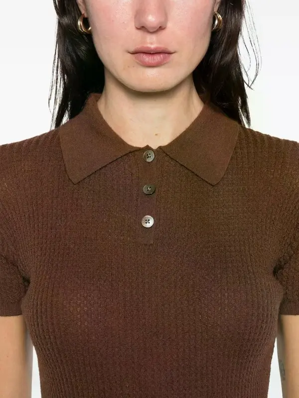 Guest In Residence Shrunken Knitted Polo Top