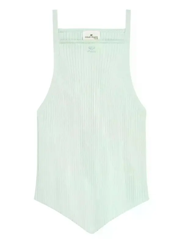 COURREGES Pointy-hem Ribbed Tank Top - Green