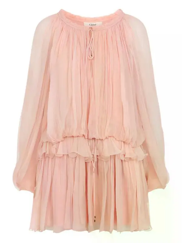 Chloé Silk Ruffled Dress - Pink